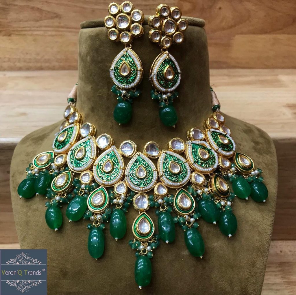 VeroniQ Trends-Kundan Meenakari Necklace With Stone Beads in Color ...